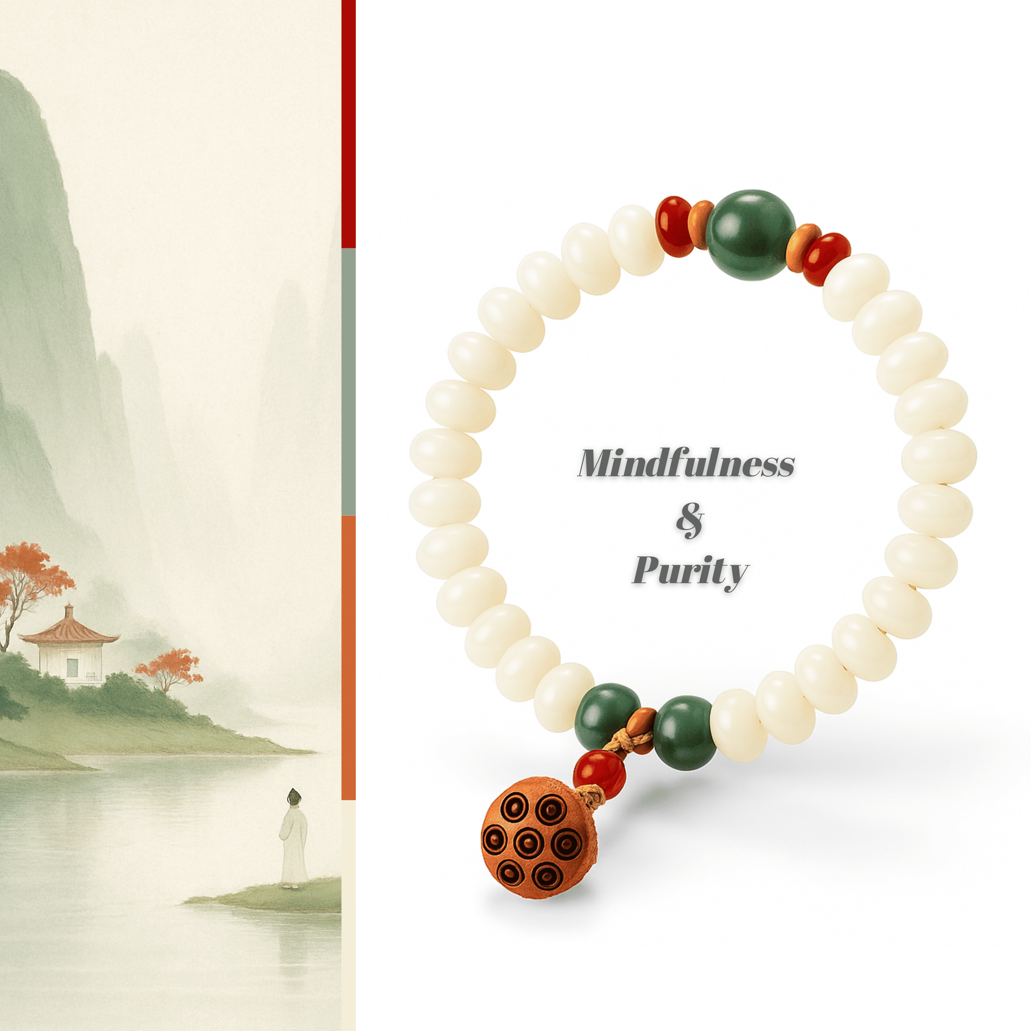 White Jade Bodhi Bracelet – Tranquil Wisdom & Inner Stillness – Everly Zen